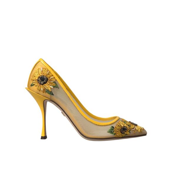 Dolce & Gabbana | Shoes | Dolce Gabbana Yellow Sunflower Mesh Heels ...